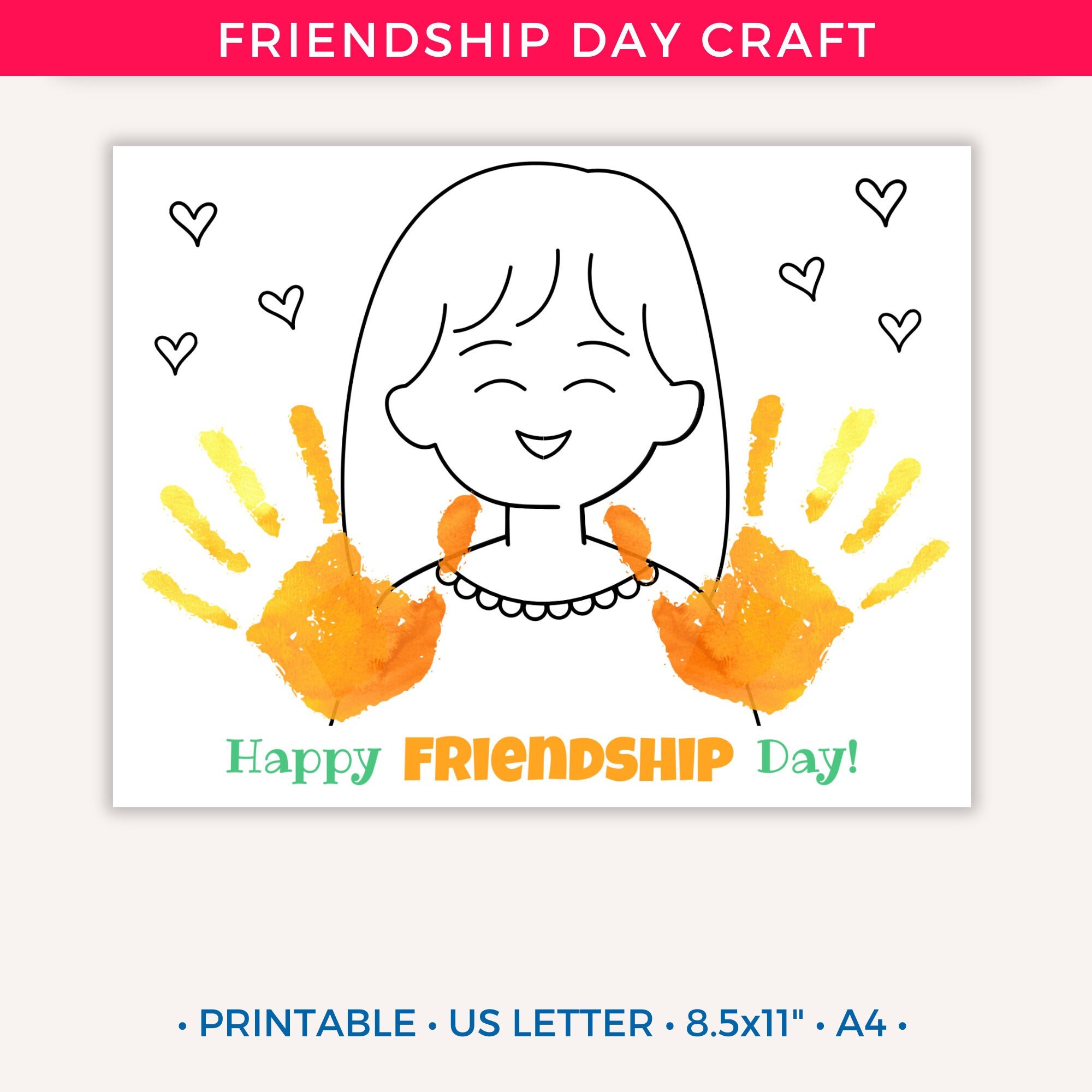 Friendship Day Handprint Craft, Summer Handprint Art, Summer Crafts ...