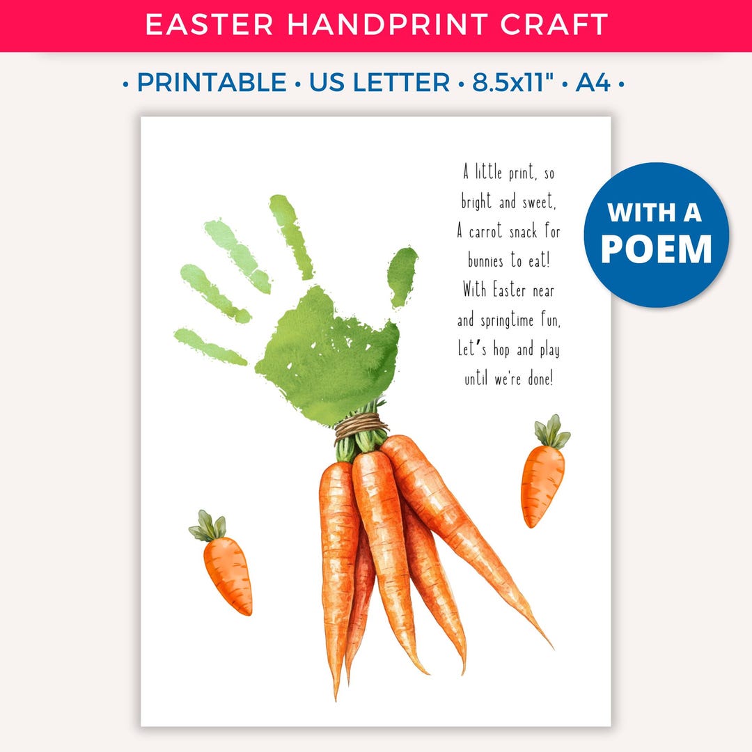 Easter Handprint Art, DIY Printable Craft for Kids, Toddler Keepsake ...