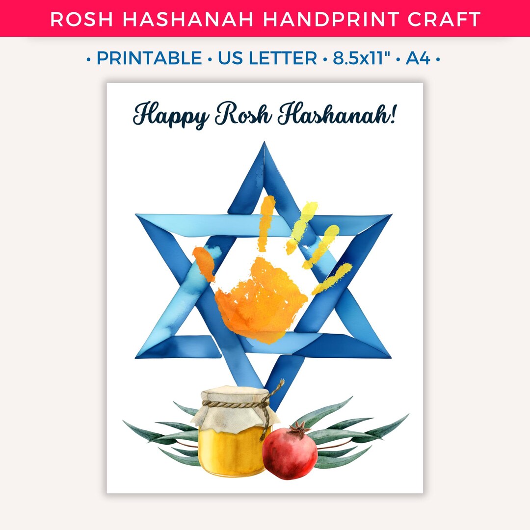Rosh Hashanah Handprint Craft, Rosh Hashanah Printable Jewish New Year ...