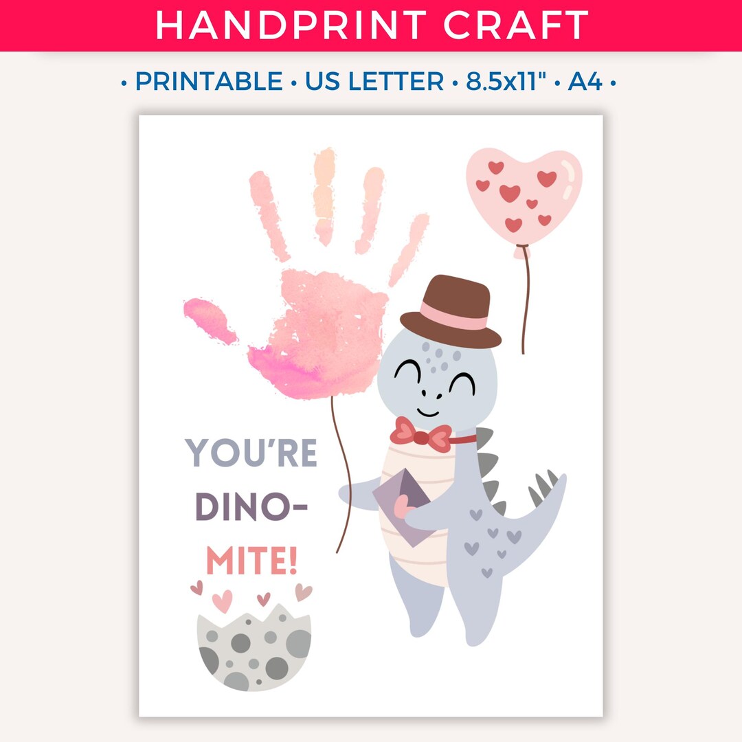 Dinosaur Handprint Printable Craft, Dad Birthday, Fathers Day Craft ...