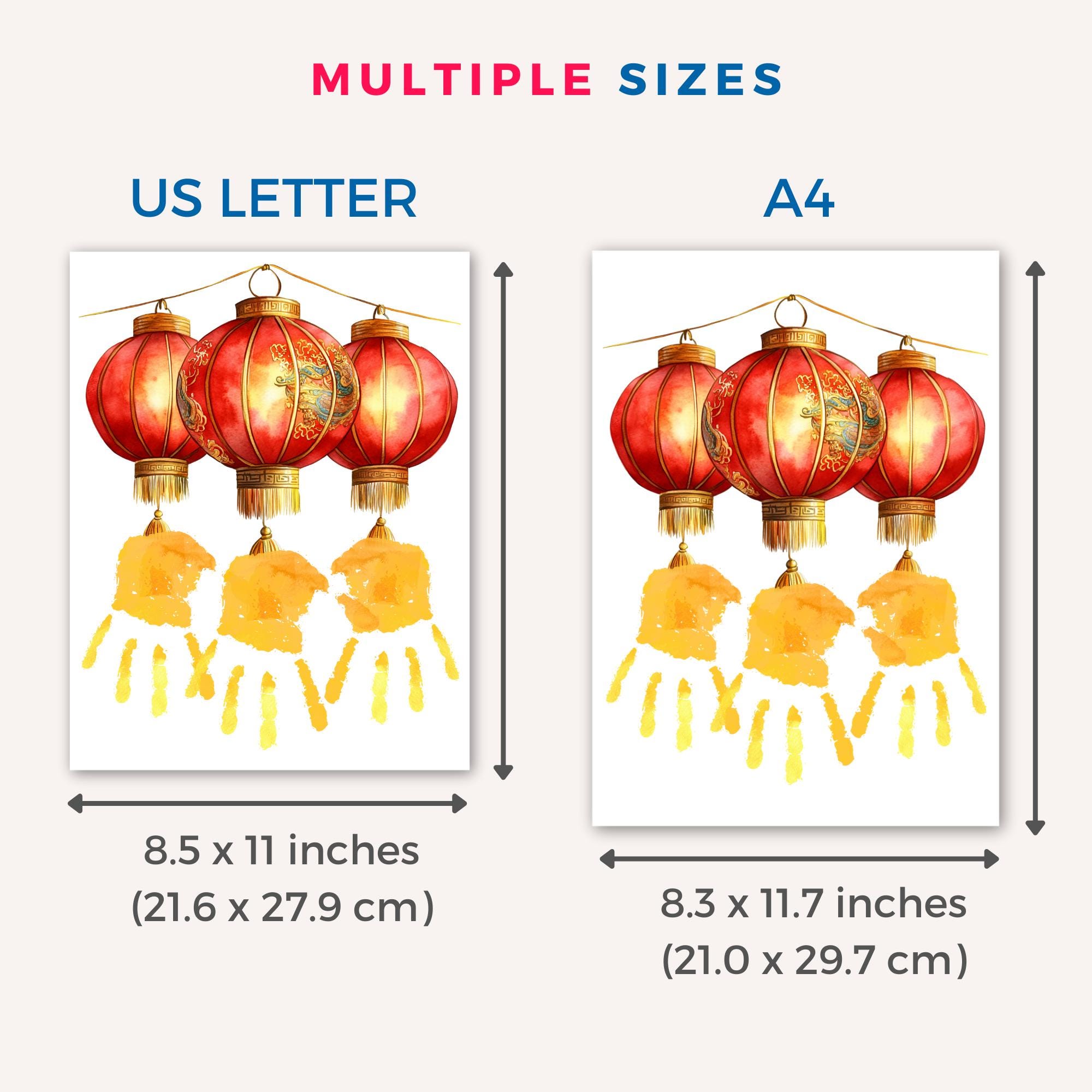 Chinese New Year Handprint Printable Craft, Lunar New Year Handprint ...