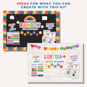 LGBTQ+ Pride Month Bulletin Board Kit, Printable Pride History Month ...