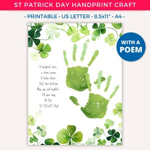 St Patricks Day Handprint Craft, DIY Printable Art for Kids, Toddler ...