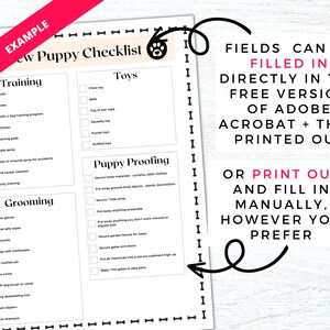 Printable New Puppy Checklist, Puppy Essentials, Puppy Planner, Breeder ...