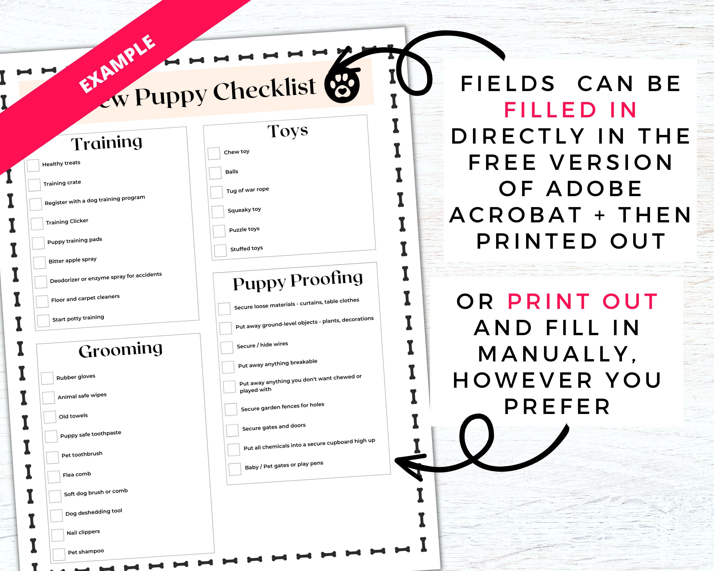 Printable New Puppy Checklist, Puppy Essentials, Puppy Planner, Breeder ...
