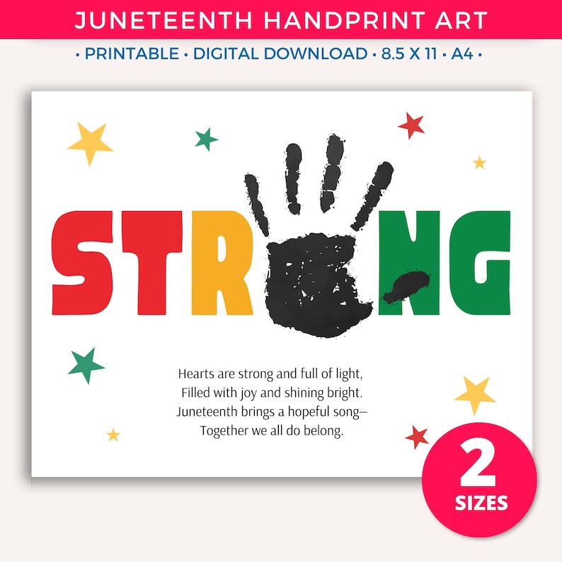 Juneteenth Handprint Printable Craft, Juneteenth Handprint Art, June ...