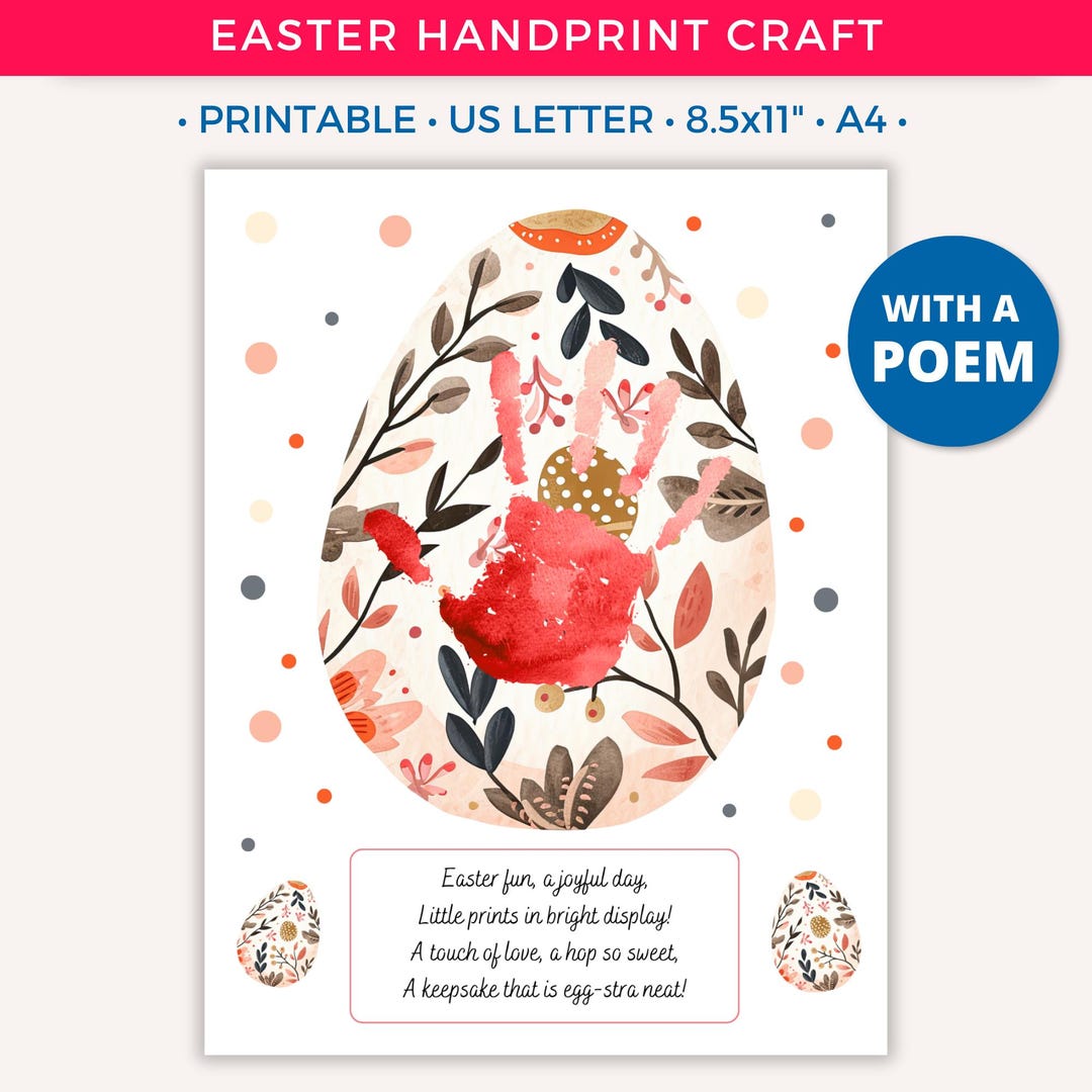 Easter Handprint Art Craft, Easter Egg Craft, Spring Handprint, DIY ...