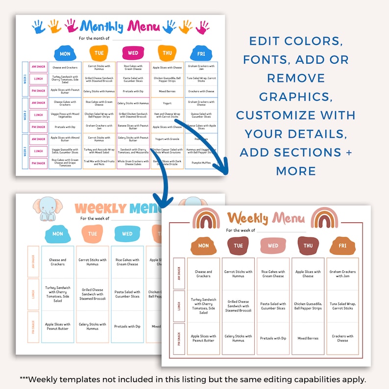 Editable Daycare Monthly Menu Template, in Home Daycare Daily Schedule ...
