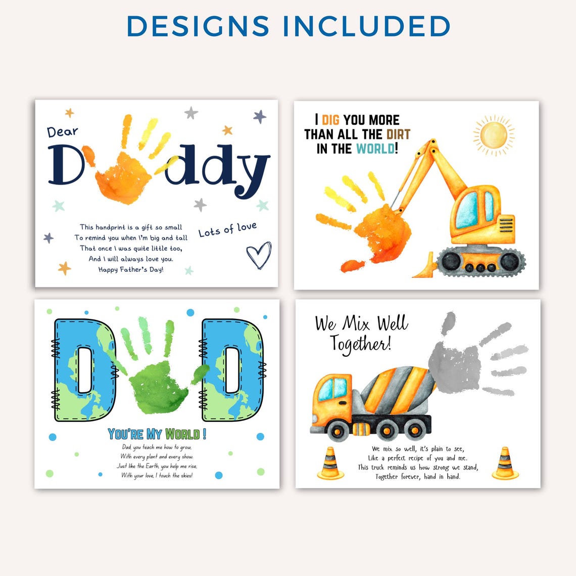 Fathers Day Handprint Printable Craft, Fathers Day Handprint Art, DIY ...