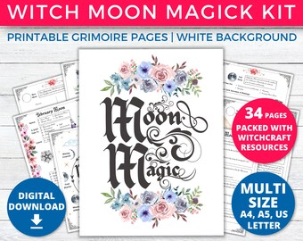 Moon Phases Printable Witch Magic Grimoire Pages Witchcraft | Etsy
