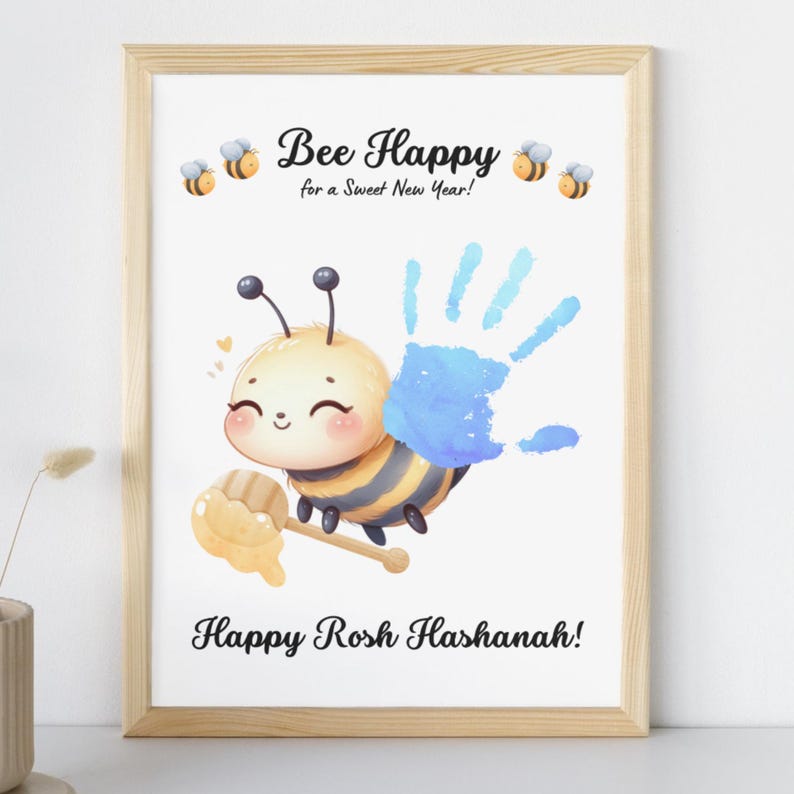Rosh Hashanah Handprint Printable Craft, Shana Tova Handprint Art, Bee ...