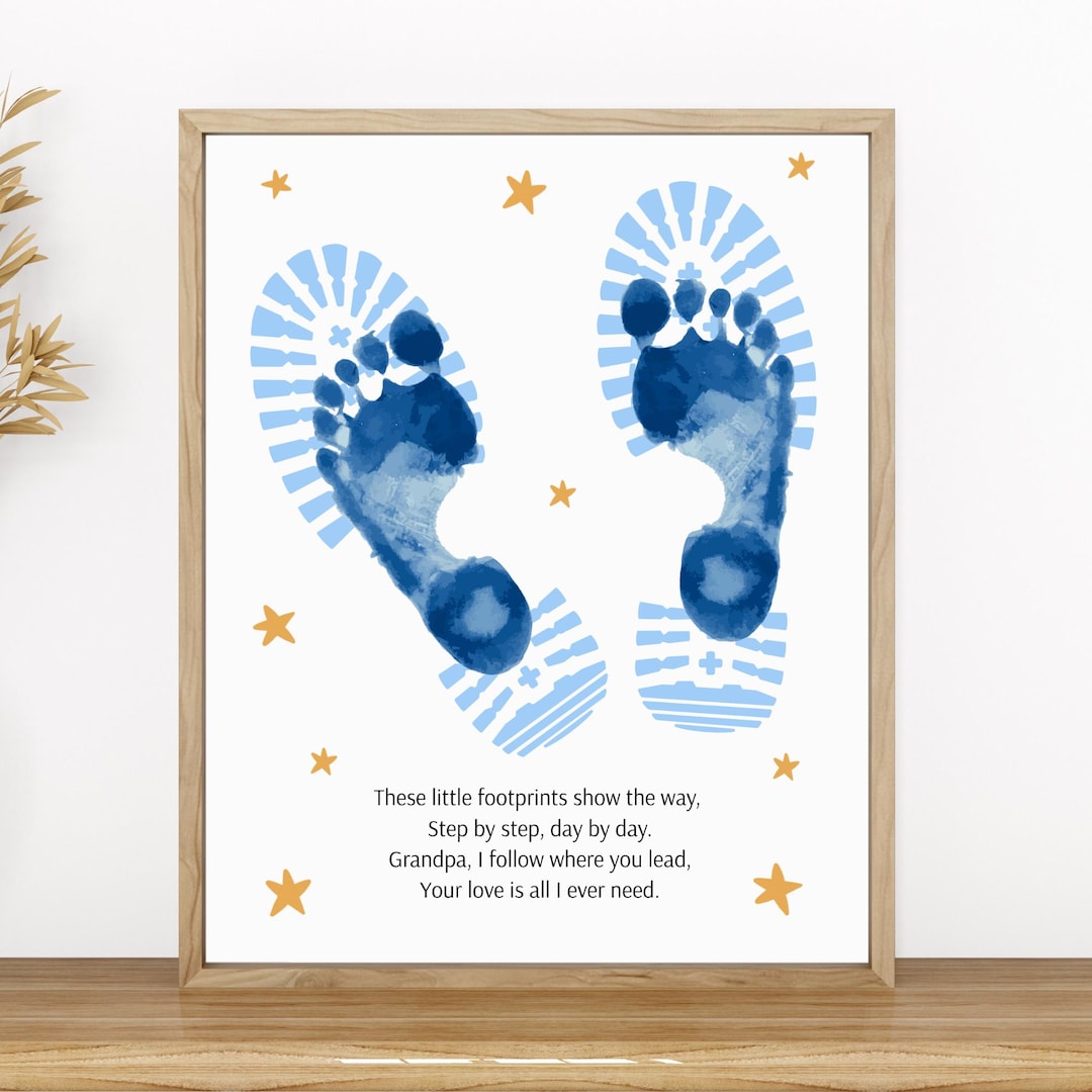 Grandpa Footprint Craft, Handprint Art DIY Birthday Gift From Kids ...