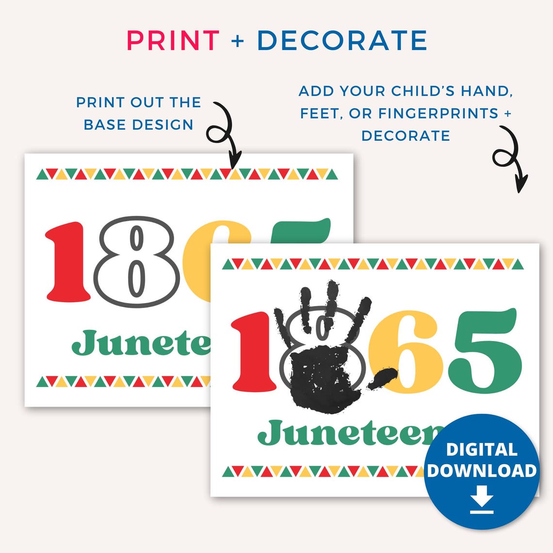 Juneteenth Handprint Printable Craft, Juneteenth Handprint Art, June ...