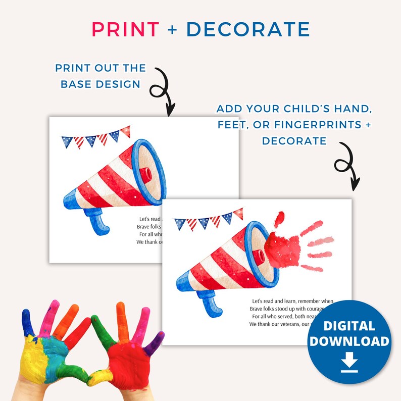 Veterans Day Handprint Art Bundle, Veterans Day Handprint Craft ...