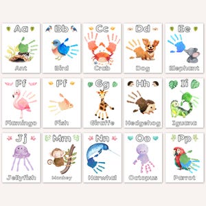 ABC A-Z Alphabet Animal Handprint Book Printable, Alphabet Handprint ...