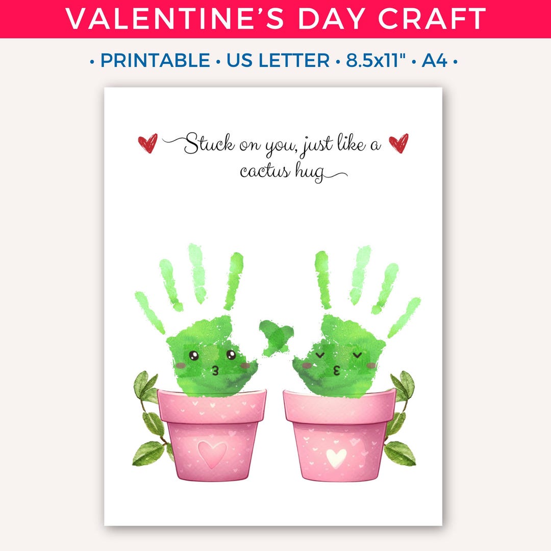 Valentine Day Handprint Printable Craft, Valentines Day Craft Activity ...