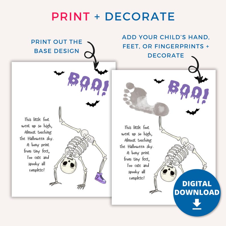 Halloween Handprint Art, Halloween Footprint Craft, Skeleton Handprint ...