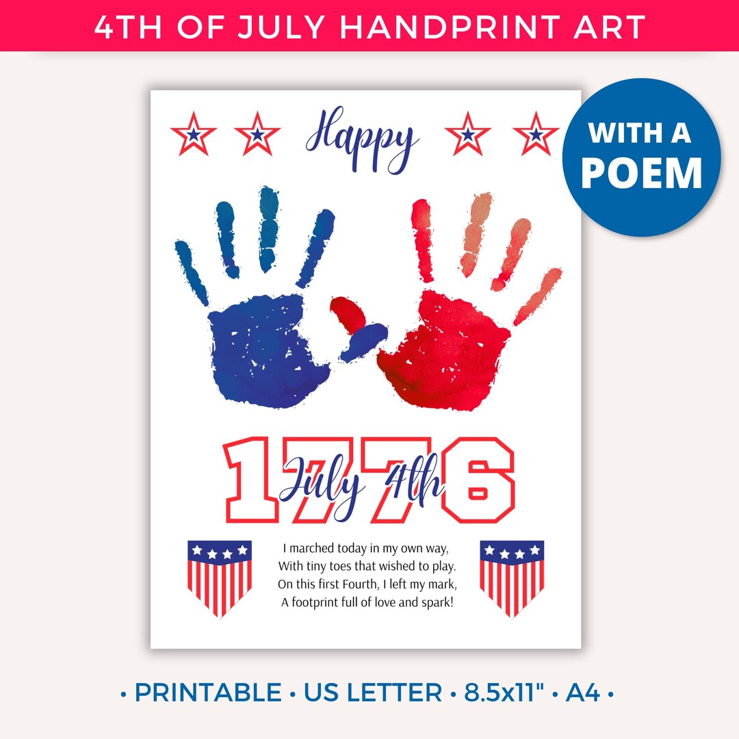4th of July Handprint Printable Craft, 4th of July Handprint Art ...