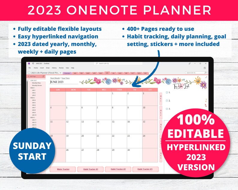 Editable Onenote Digital Planner 2023 Dated Hyperlinked - Etsy Editable Onenote Digital Planner 2023 Dated Hyperlinked - Etsy