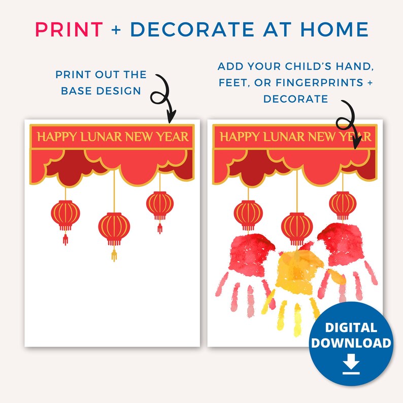 Lunar New Year Handprint Printable Craft 2025, Chinese New Year ...