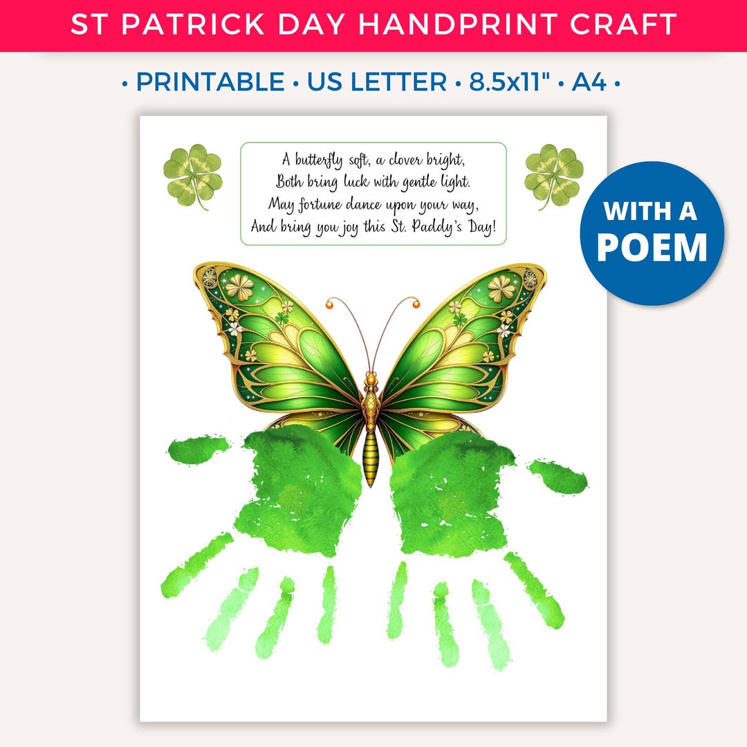 St Patricks Day Handprint Craft, Printable Handprint Art for Kids ...