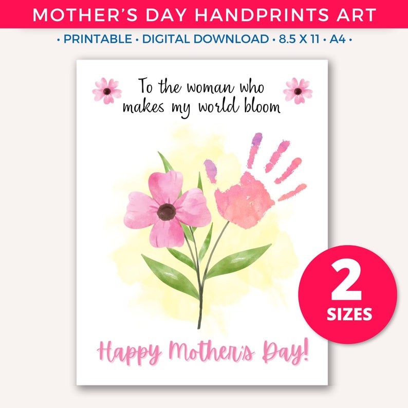 Printable Mothers Day Handprint Art, Footprint Craft Gift for Mom ...