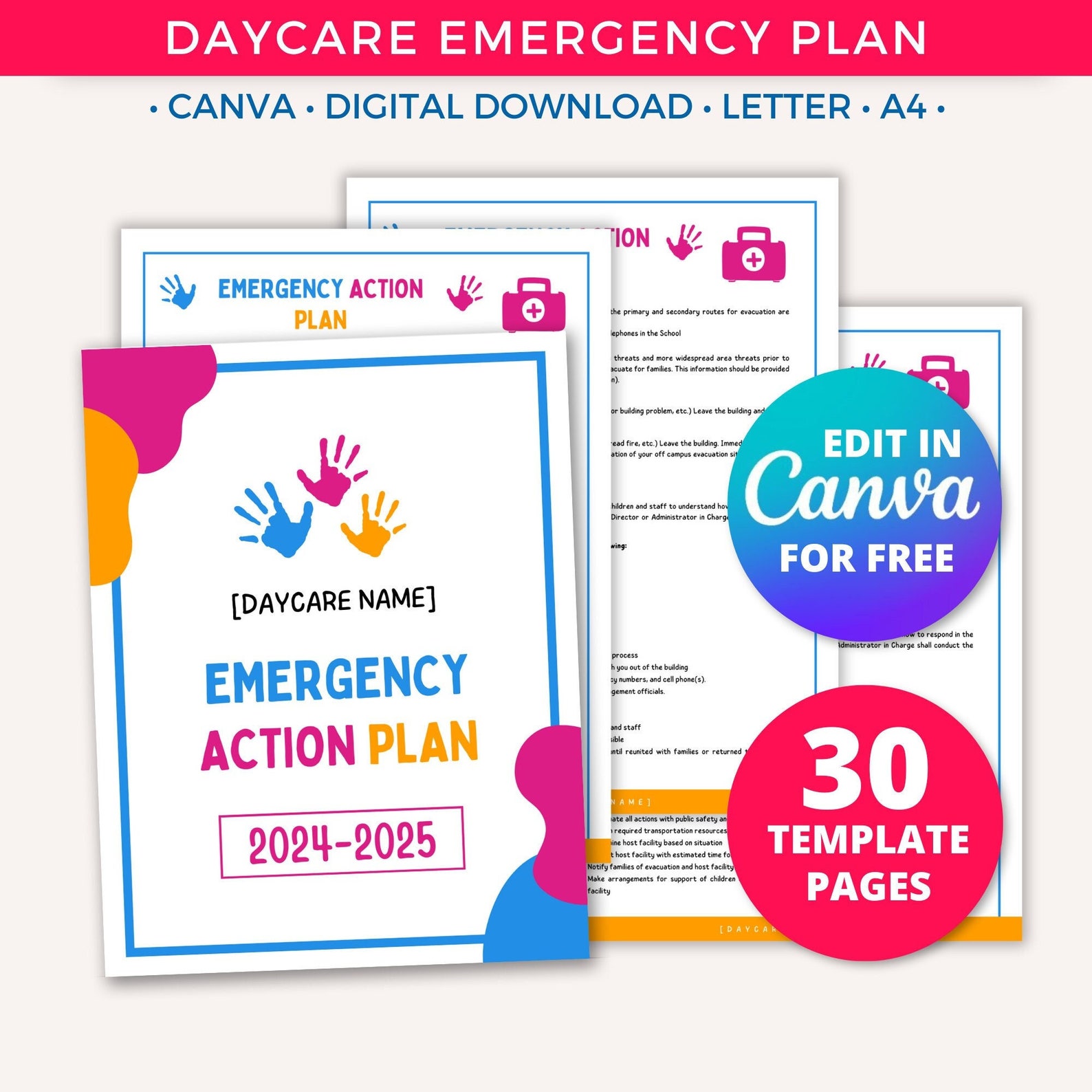 Daycare Emergency Plan, Daycare Emergency Binder, Home Daycare Forms ...