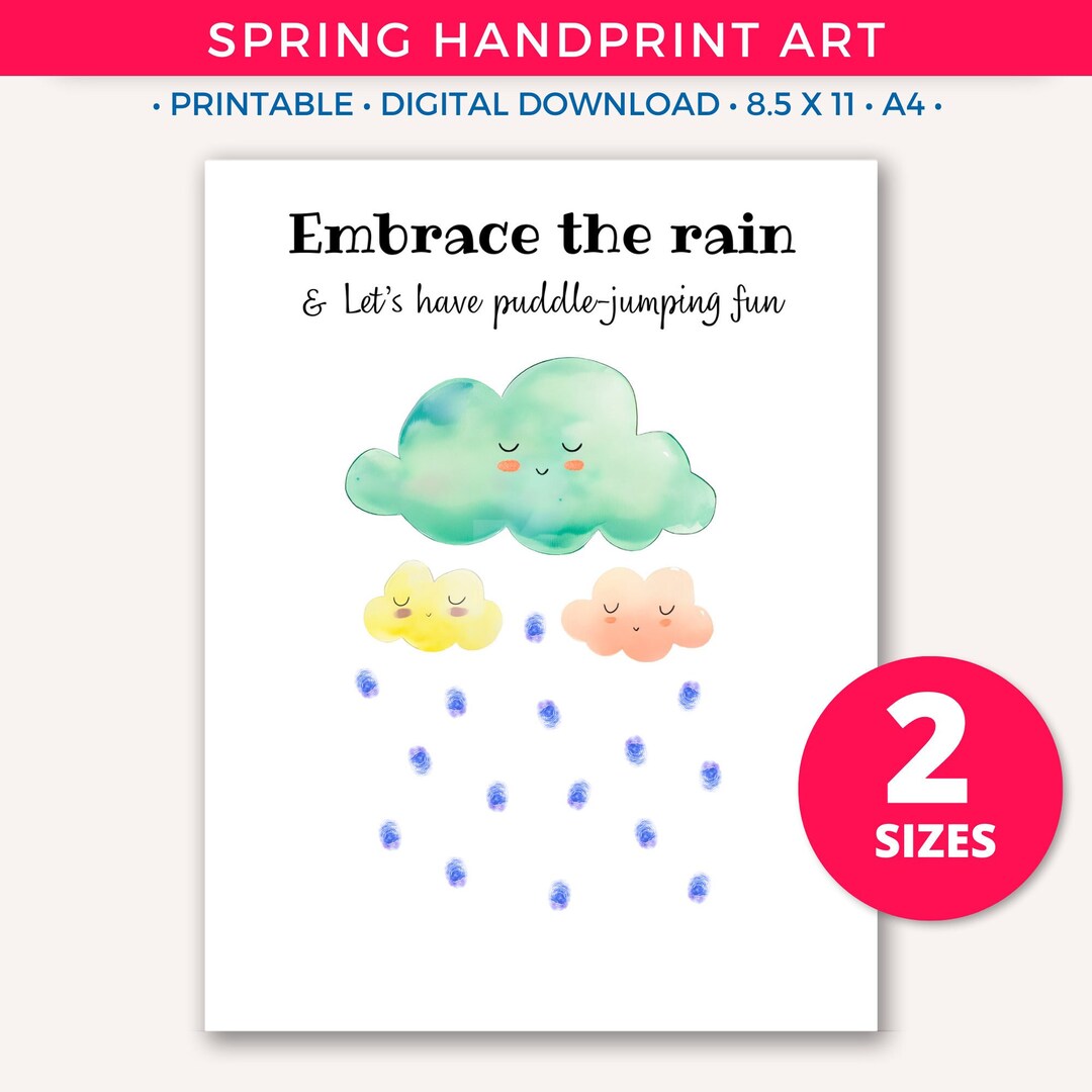 Printable Spring Fingerprint Art, Handprint Craft Gift for Mom Grandma ...