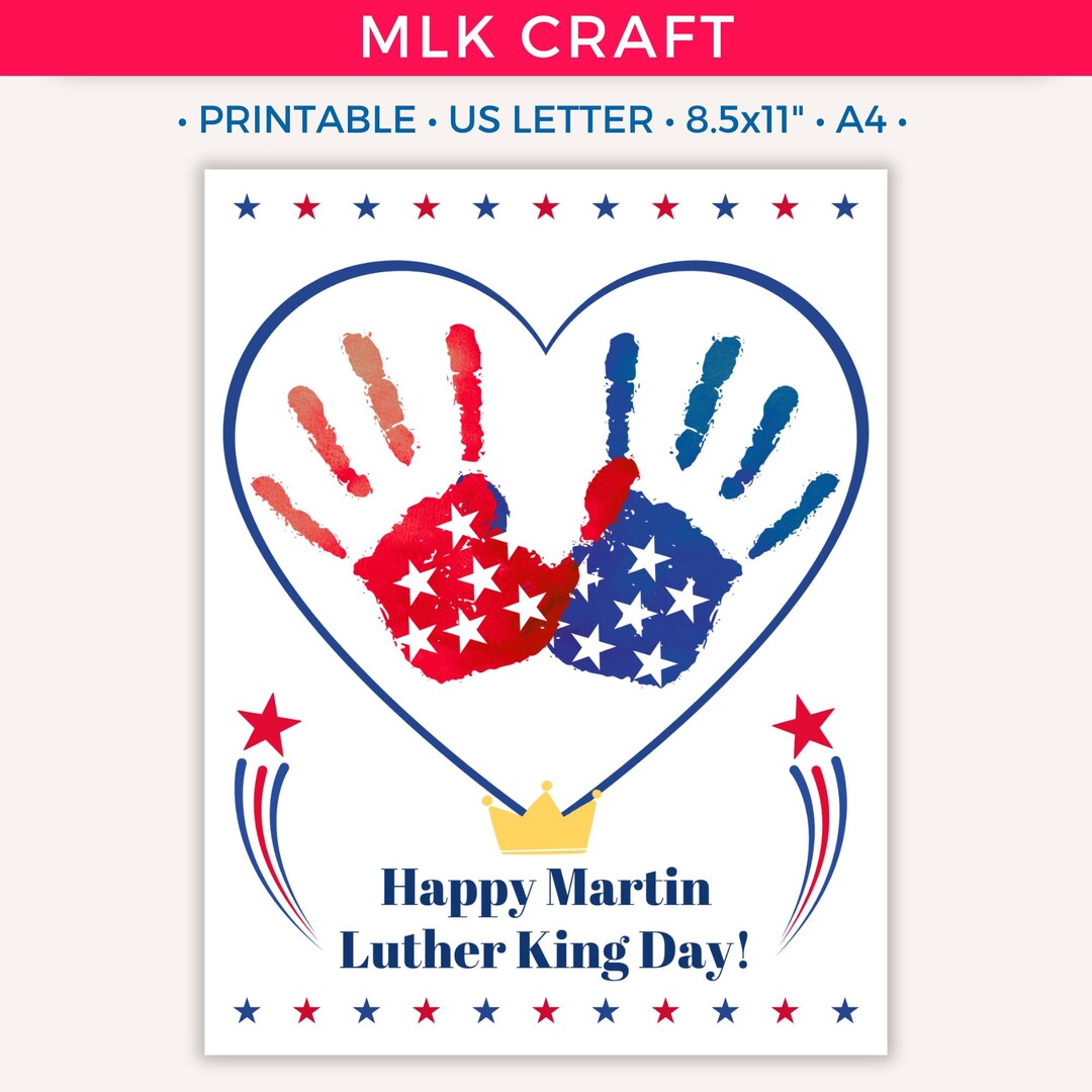 MLK Handprint Craft Printable, Martin Luther King Day Handprint Art for ...