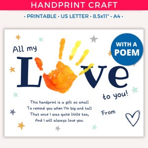 Love Handprint Art Printable Craft, Valentines Day Handprint Craft ...