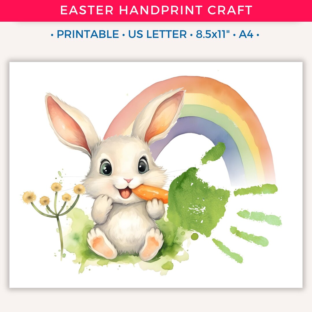 Manualidad de huellas de manos de Pascua, arte imprimible de huellas de ...