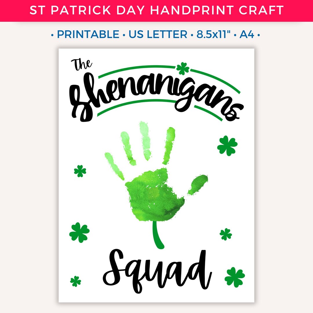 St Patricks Day Handprint Craft Clover, Printable St Patrick Handprint ...
