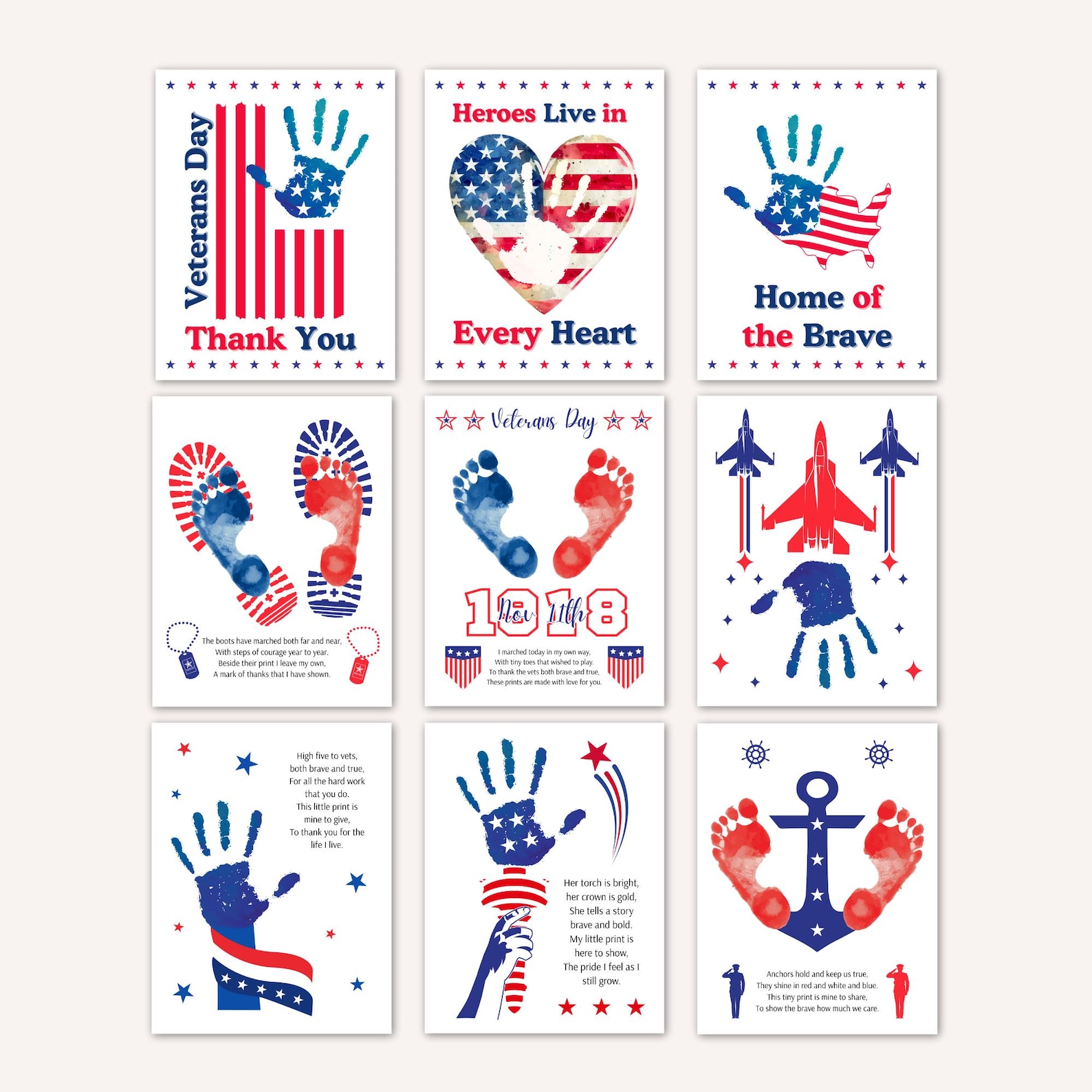 Veterans Day Handprint Art Craft, Remembrance Memorial Day Activity for ...