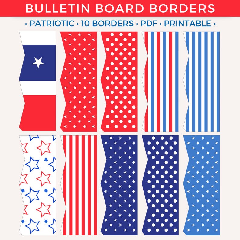 Classroom Bulletin Board Borders, Patriotic Red White Blue Classroom ...