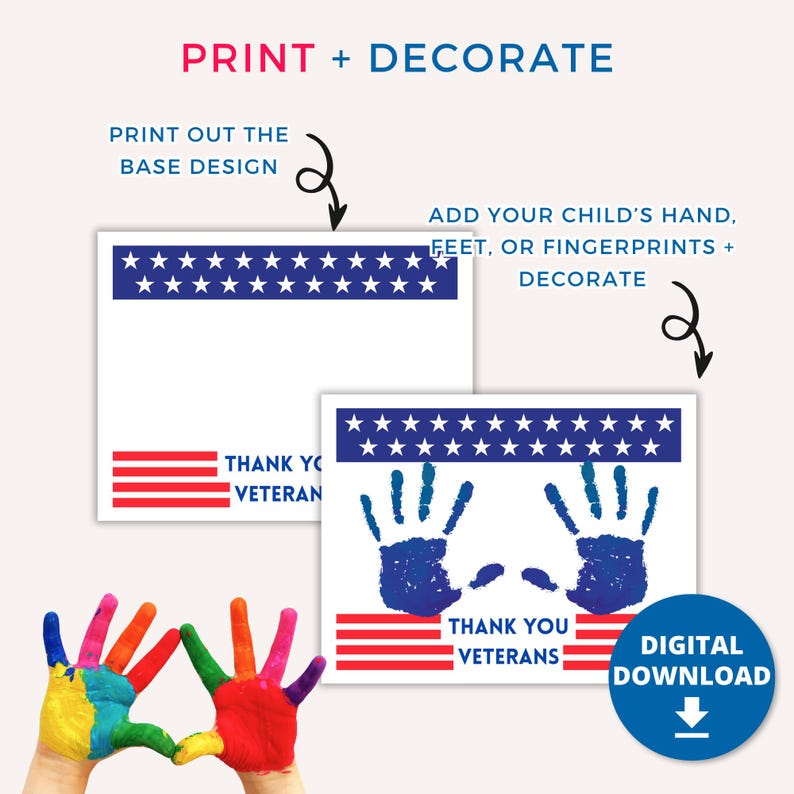 Veterans Day Handprint Art Bundle, Veterans Day Handprint Craft ...