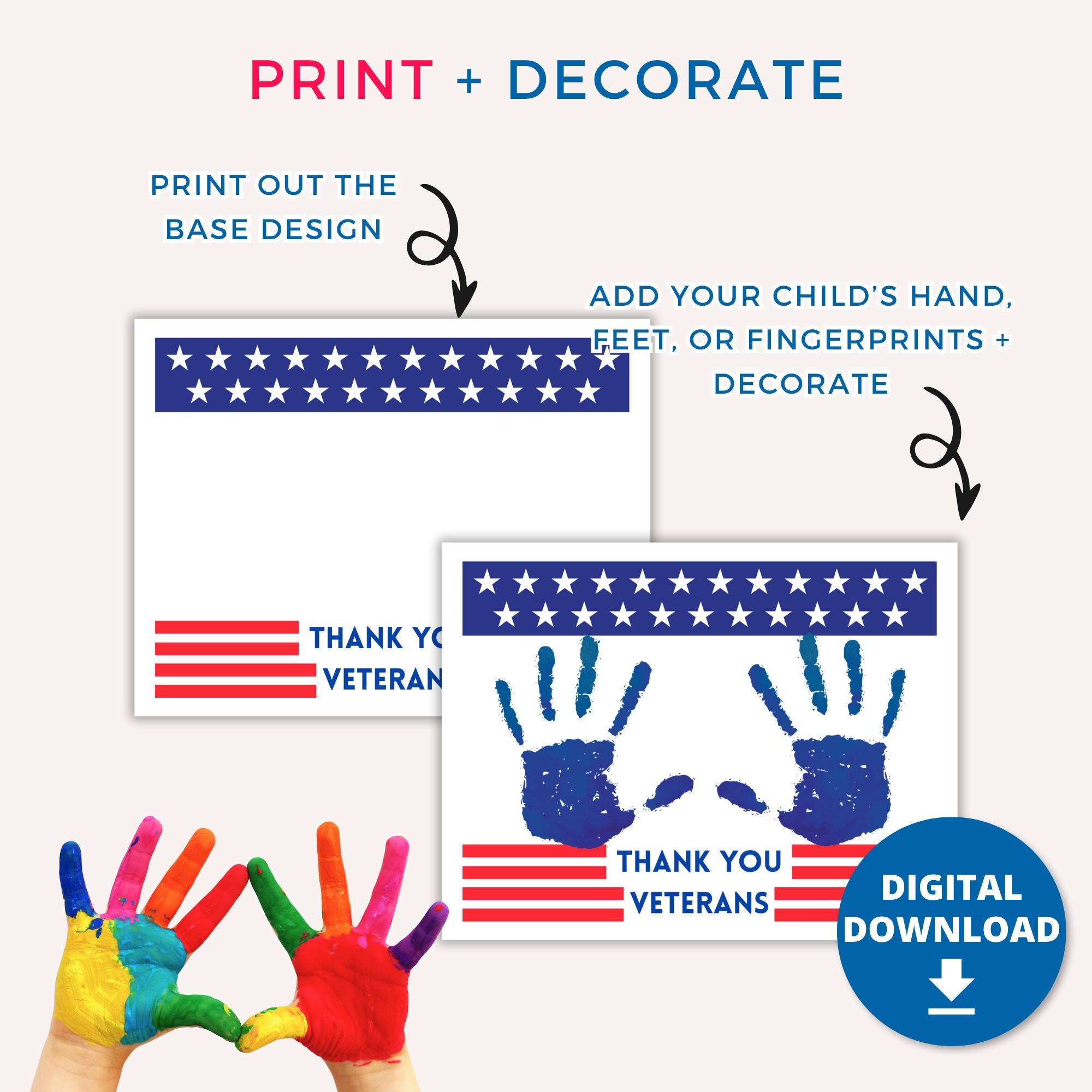 Veterans Day Handprint Art Bundle, Veterans Day Handprint Craft ...
