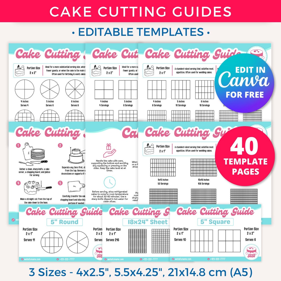 Cake Cutting Guide & Cake Care Cards, Bakery Cake Care Instructions ...