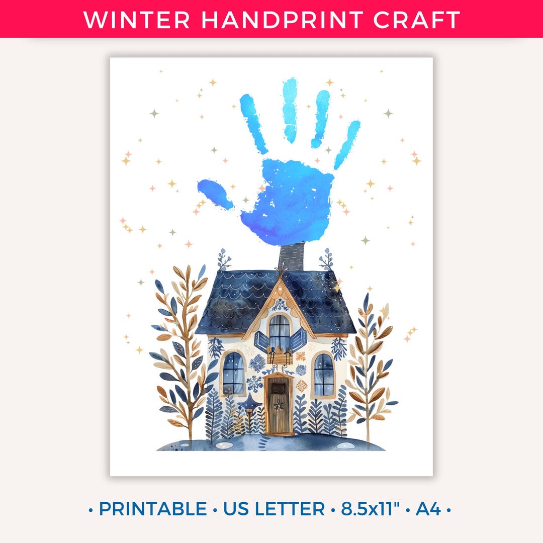 Winter Handprint Art, Winter Handprint Craft Printable for Kids ...
