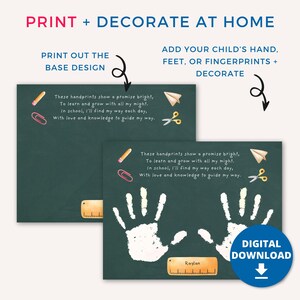 Back to School Handprint Printable Craft, First Day of School Handprint ...