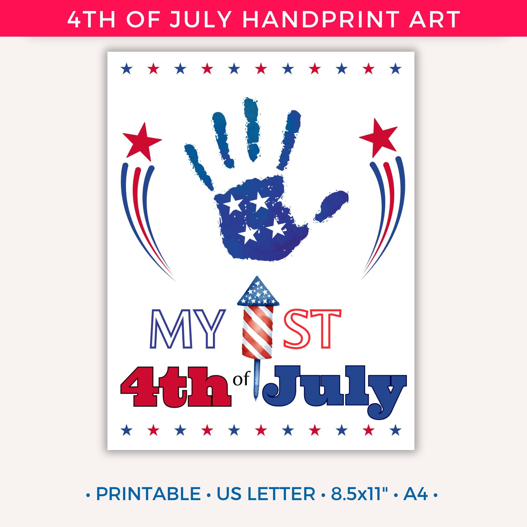 4th of July Handprint Printable Craft, 4th of July Handprint Art, My ...