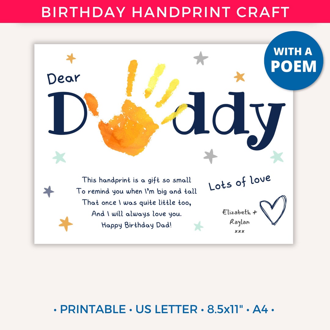 Dad Birthday Handprint Printable Craft, Fathers Day Handprint Art, My ...