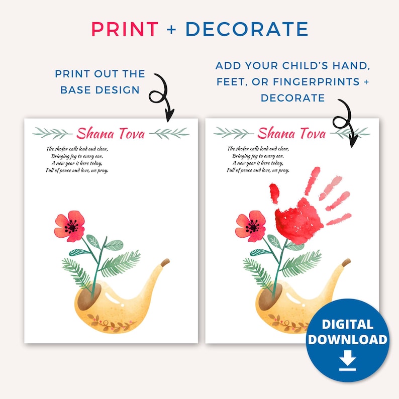 Rosh Hashanah Handprint Printable Craft Bundle, Shana Tova Handprint ...