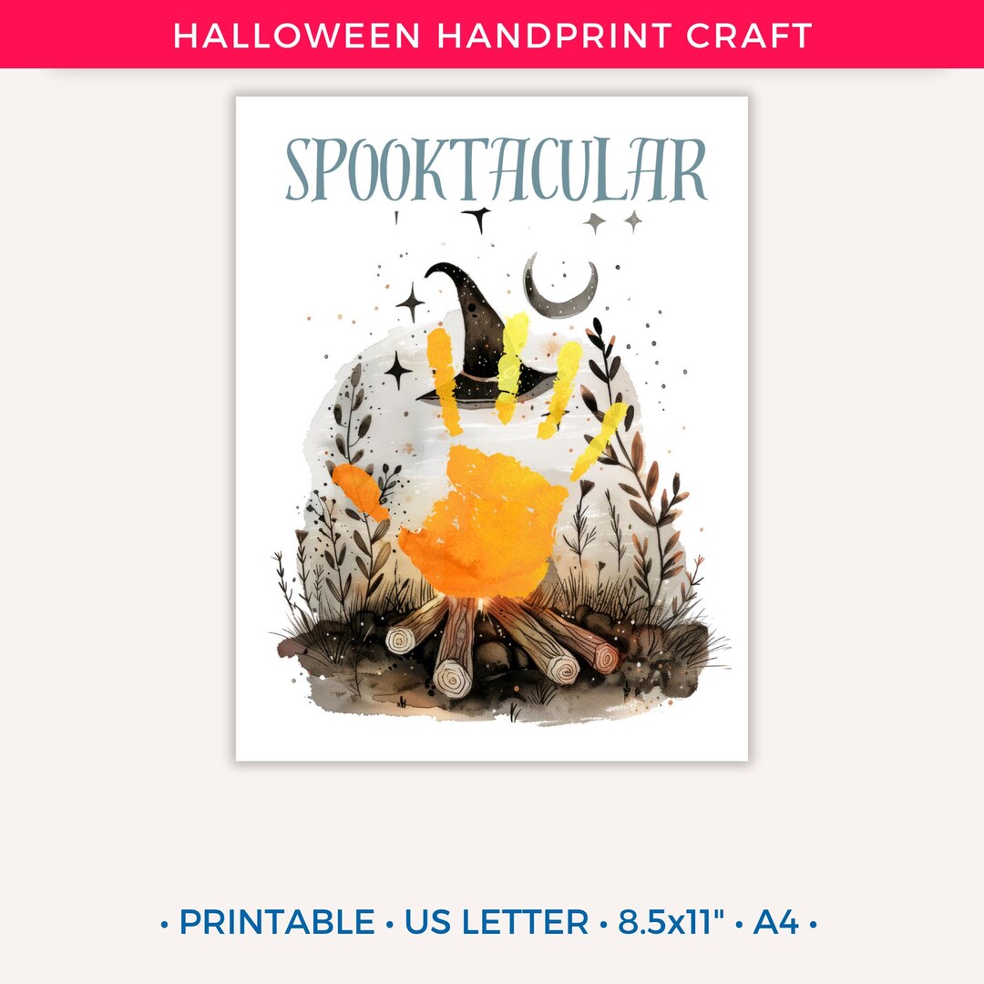 Halloween Handprint Art, Halloween Handprint Craft Printable for ...