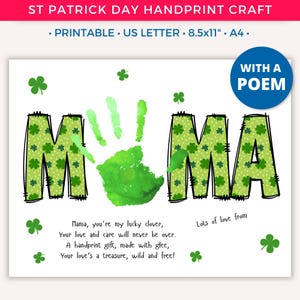 St Patricks Day Handprint Craft, DIY Printable Art for Kids, Toddler ...