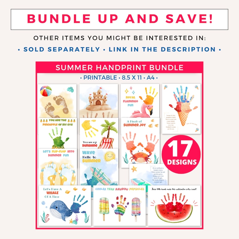 Summer Handprint Printable Craft, Summer Handprint Art, Summer Crafts ...