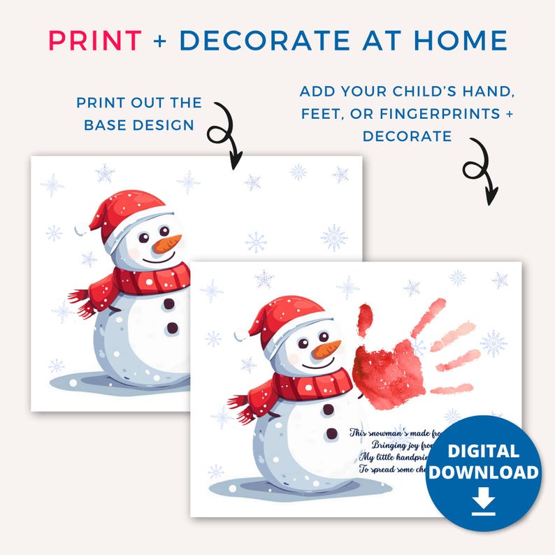 Snowman Handprint, Winter Handprint Art, Winter Handprint Craft ...