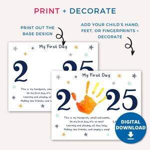 My First Day of School Handprint Printable Craft, Back to School ...