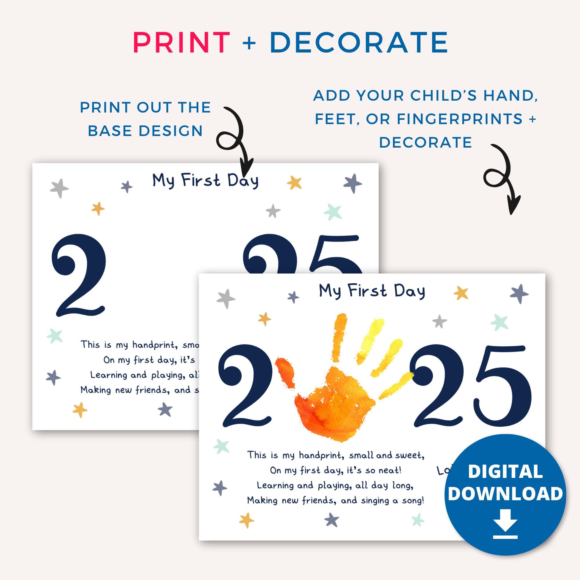 My First Day of School Handprint Printable Craft, Back to School ...
