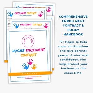 In Home Daycare Forms, Childcare Enrollment Forms, Daycare Contract ...