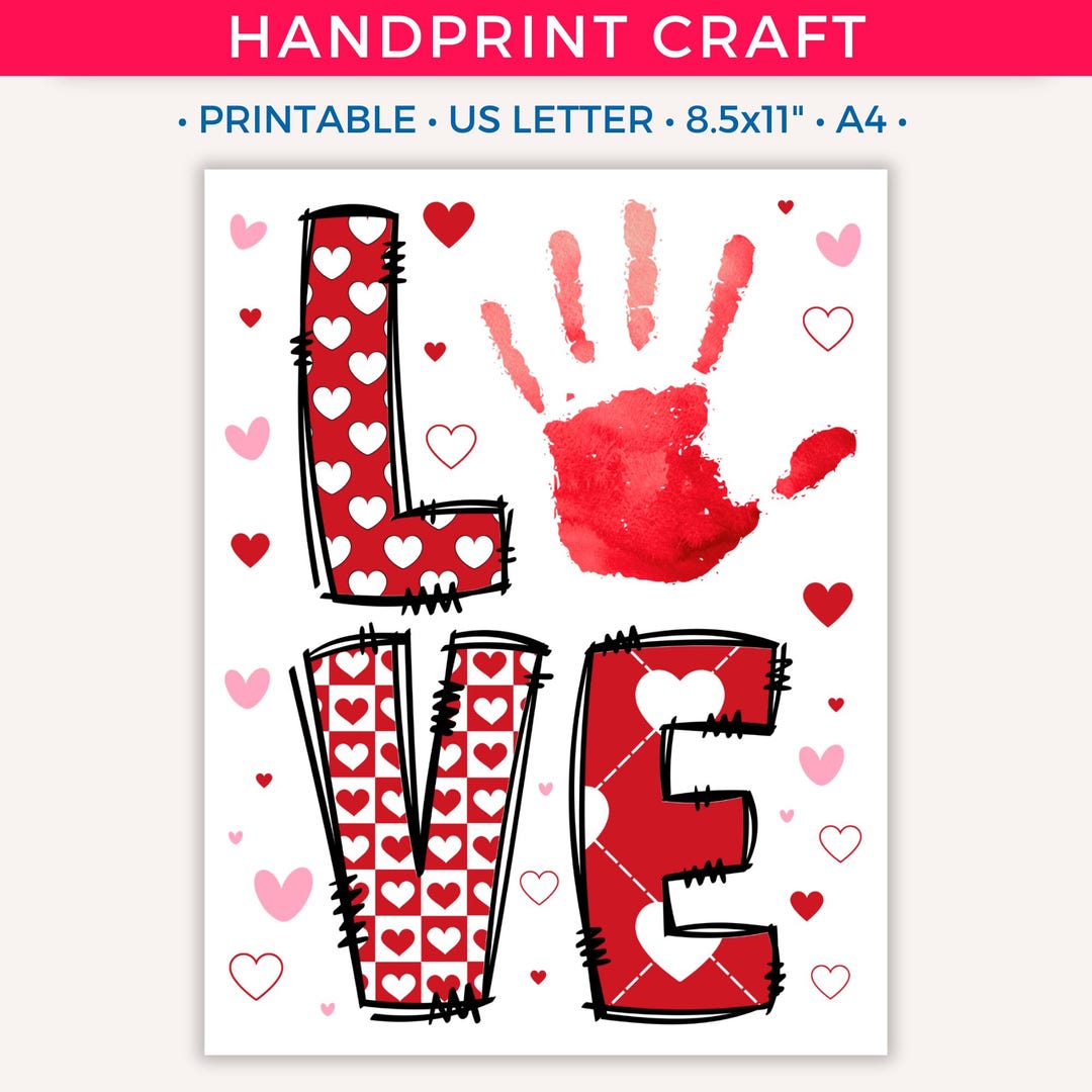 Happy Valentines Handprint Craft Bundle, Valentine's Day Handprint Art ...
